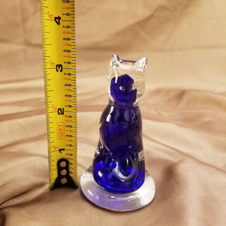 Hand Blown Glass Kitty Cat. Cobalt Blue. Cat Figurine by Hamon - Etsy
