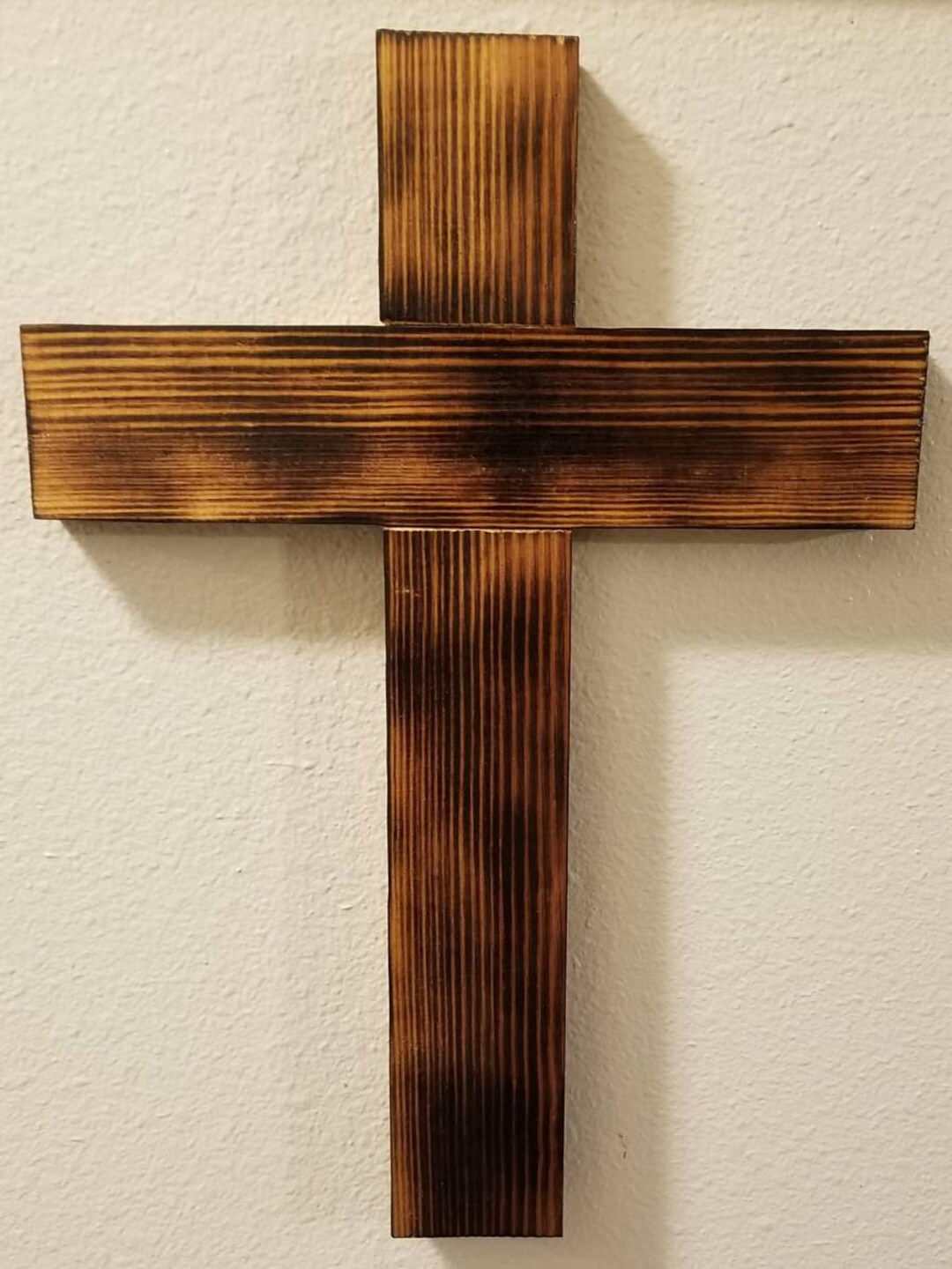 Wooden Cross Wall Art. Rustic Hand Chiseled Charred Pine. - Etsy