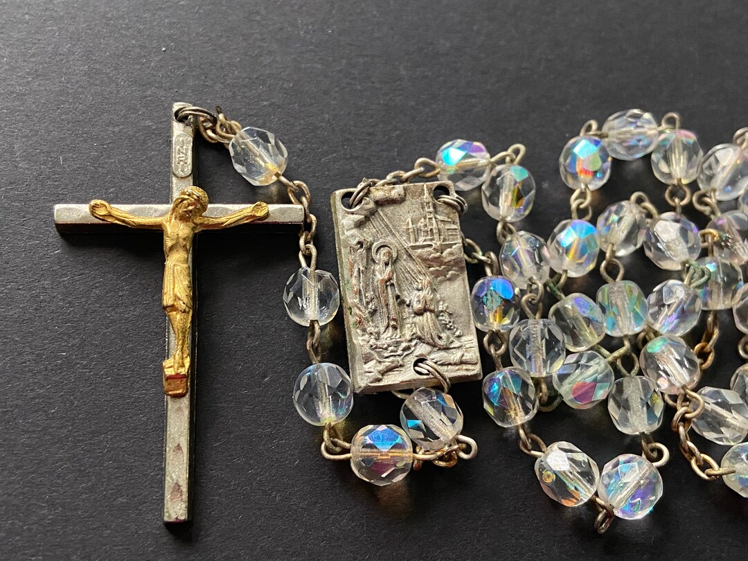 Vintage Water Relic Rosary Clear Prism Glass Bead Relic - Etsy