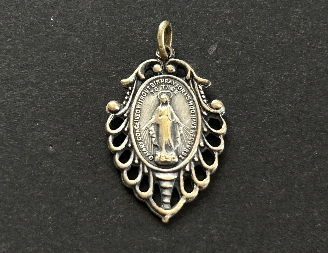 Antique Art Nouveau 1830 Miraculous Medal, Antique Religious Medal ...