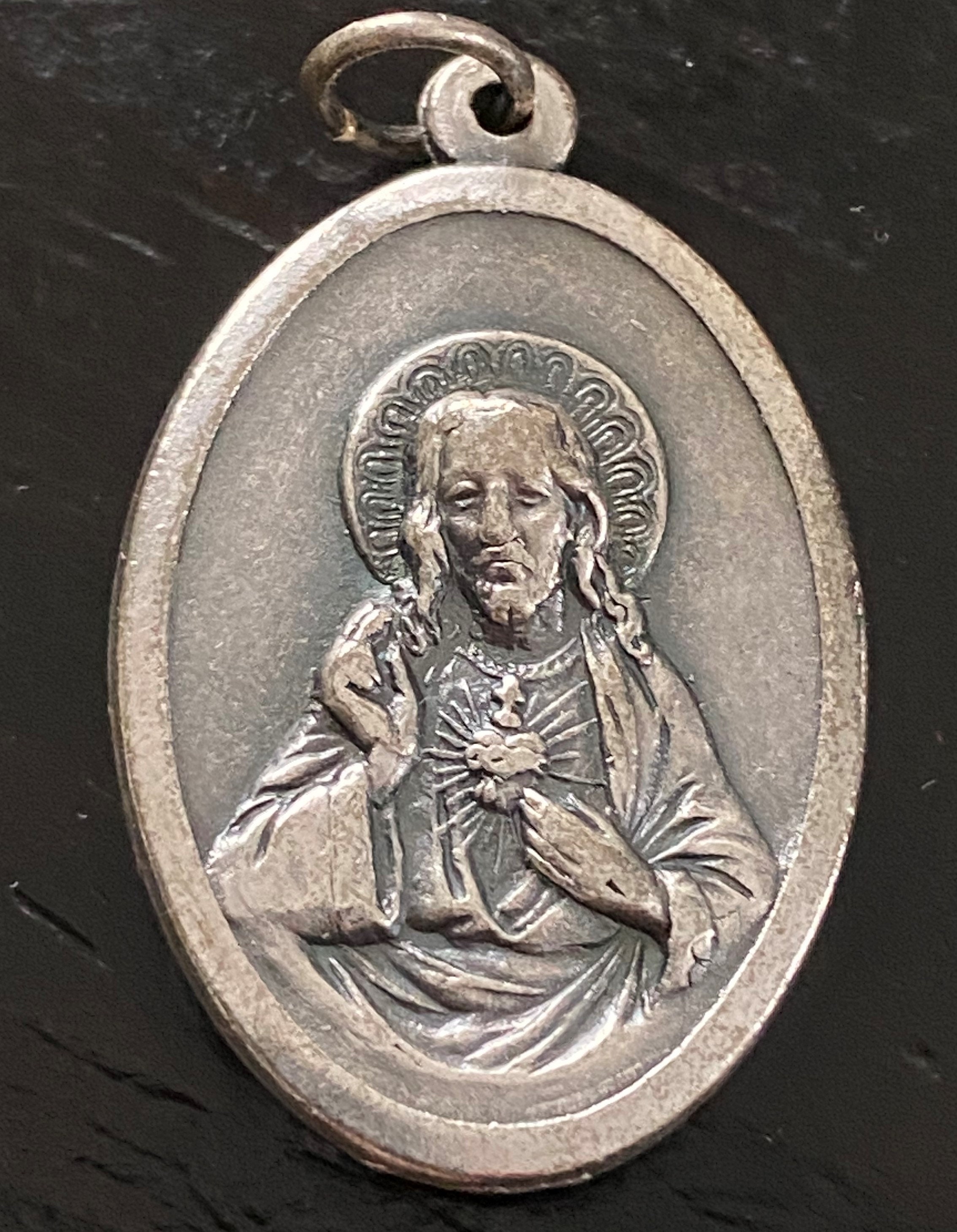 Vintage Scapular Sacred Heart Jesus Medal Our Lady of Mt - Etsy