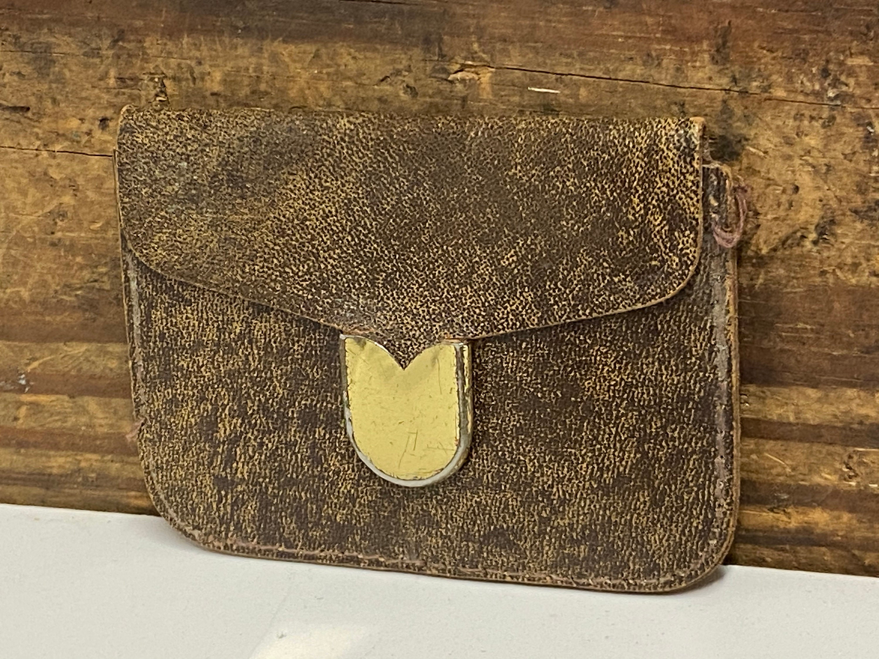 Old Leather Coin Purse Top Grain Cowhide Vintage Brown - Etsy