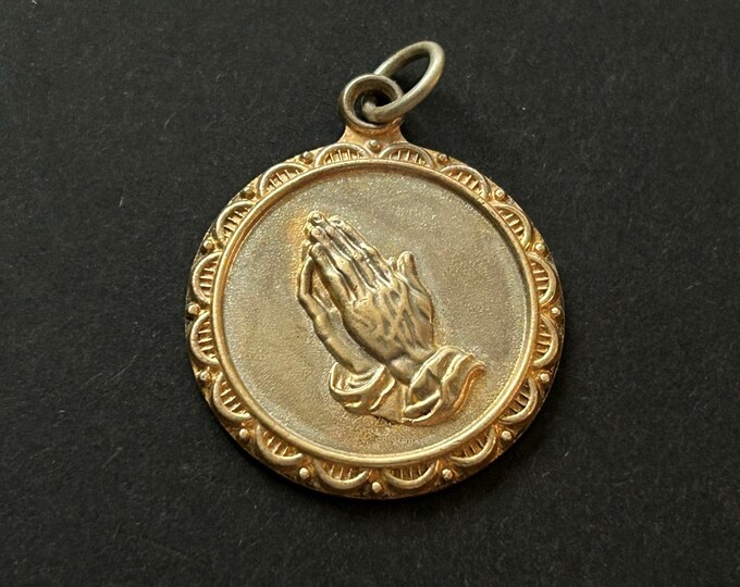 Vintage Praying Hands Prayer Medal, Gold Plate, St Christopher on ...