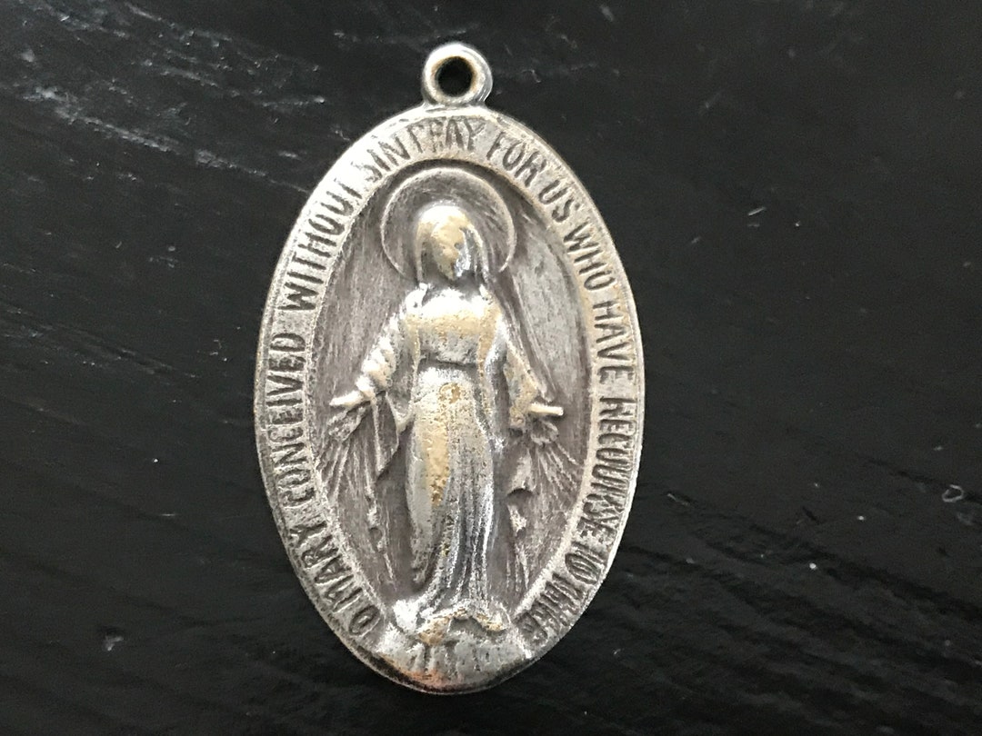 Vintage Brass 1830 Miraculous Medal, Vintage Religious Medal, Virgin ...