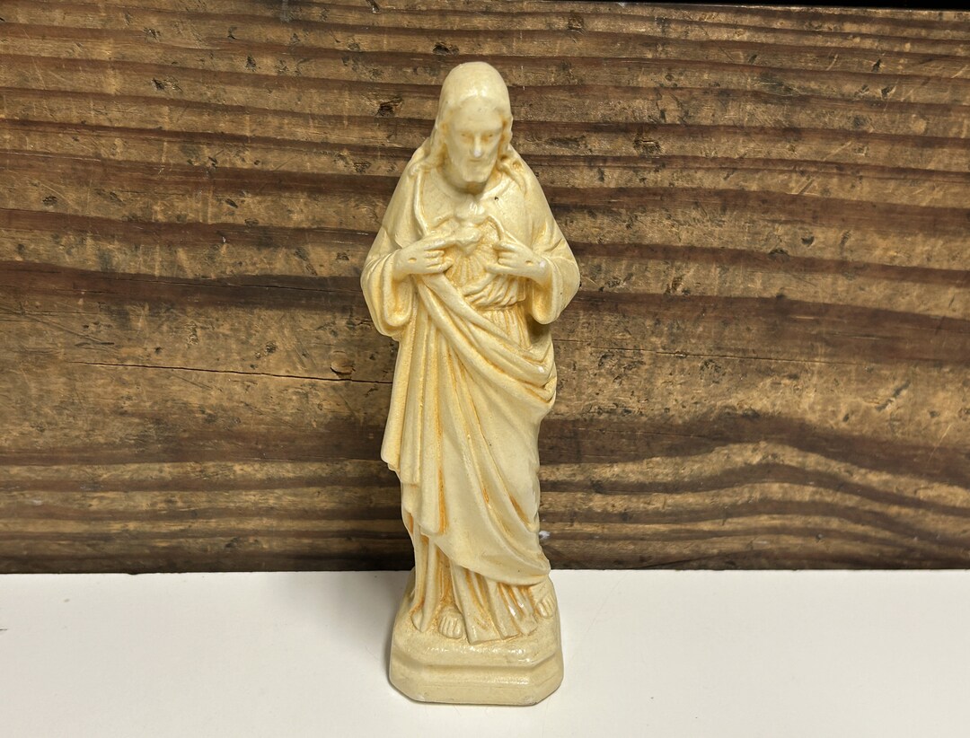 Vintage Cie La France Chalkware of Sacred Heart Jesus, Vintage ...
