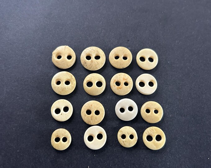 Lot of 16 Antique Bone Buttons, 2-hole Bone Buttons, Victorian Bone ...