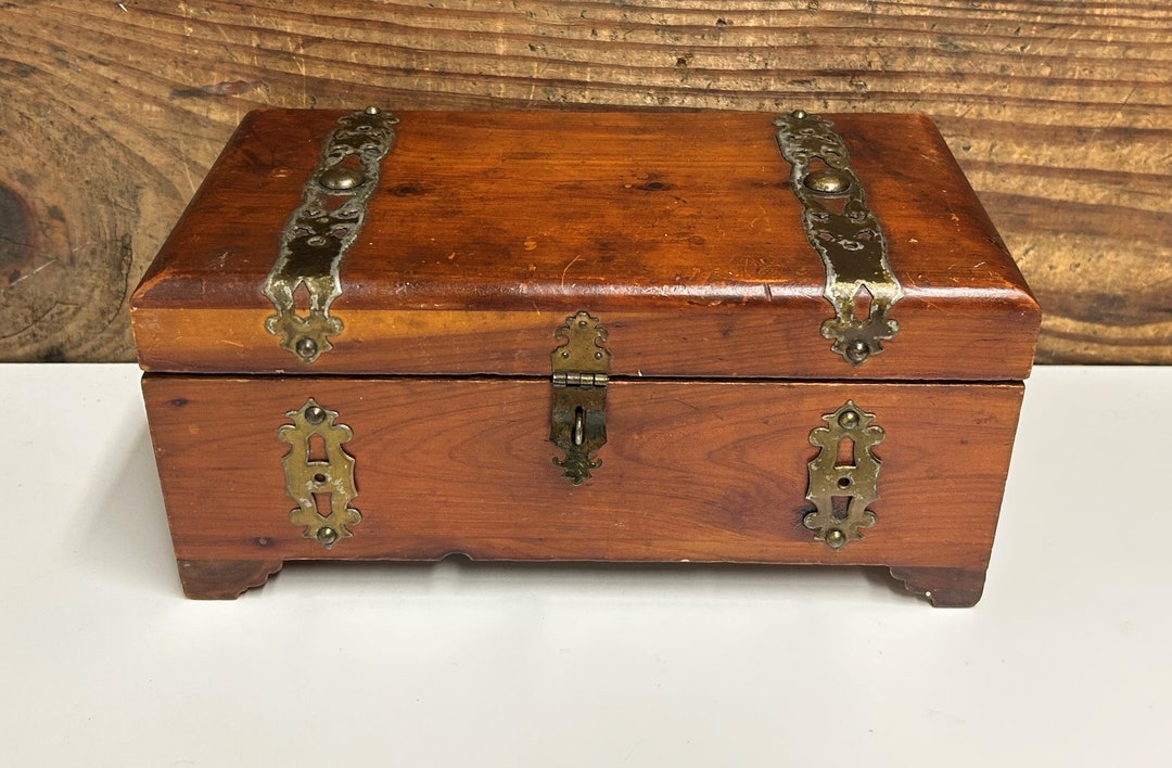 Antique Wood Box Antique Wood Chest Original Brass Hardware - Etsy