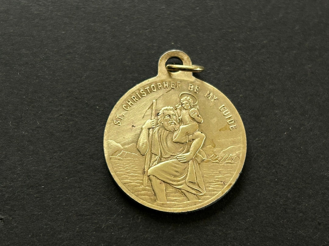 Antique Large St Christopher Religious Raised Relief Brass - Etsy