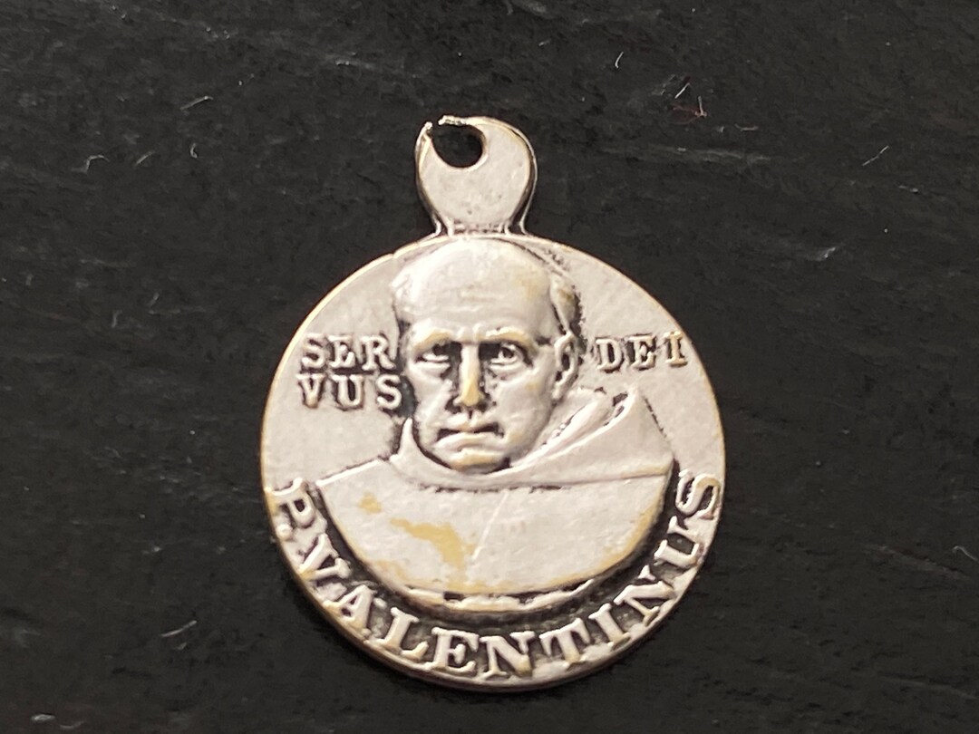 Small Vintage Servus Dei P Valentinus Small Medal Pendant Charm, St ...
