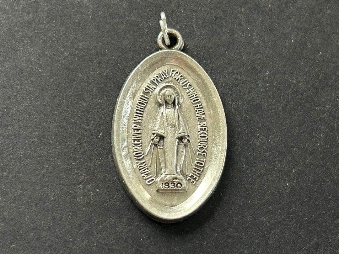 Vintage Sterling 1830 Miraculous Medal, Catholic Sterling Medal ...