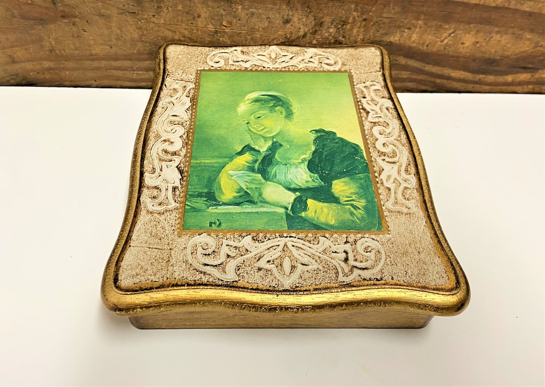 Vintage Italian Florentine Jewel Box, Trinket Box, Keepsake Box, Gold ...
