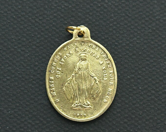 Antique French Miraculous 1830 Brass Medal, Antique Immaculate Mary ...