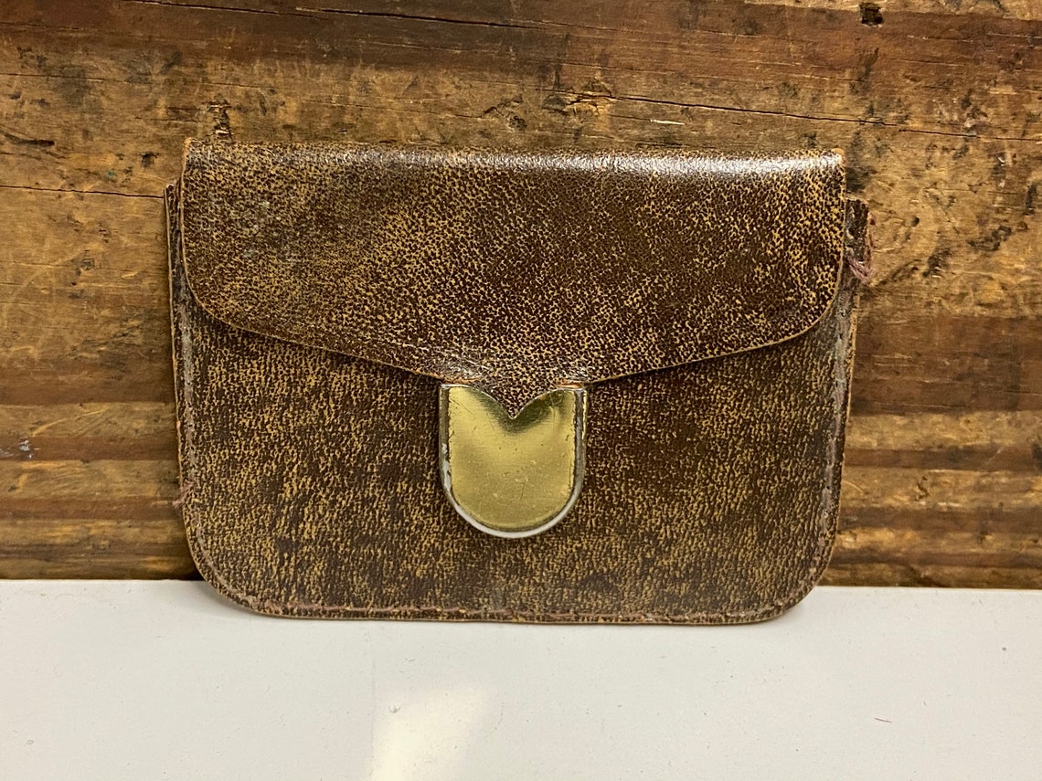 Old Leather Coin Purse Top Grain Cowhide Vintage Brown | Etsy