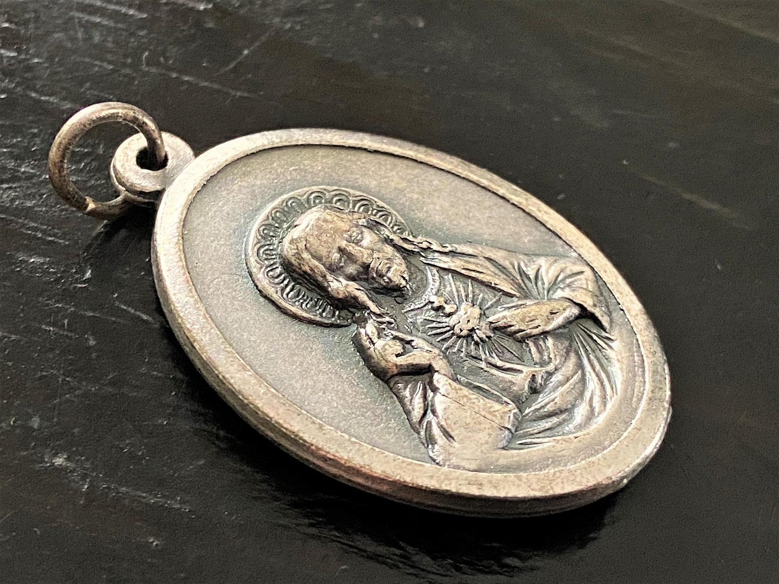 Vintage Scapular Sacred Heart Jesus Medal Our Lady of Mt - Etsy