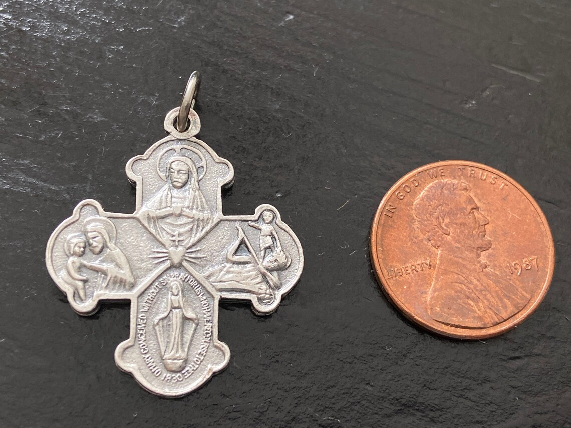 Vintage 4way Religious Medal Sacred Heart St Joseph St - Etsy