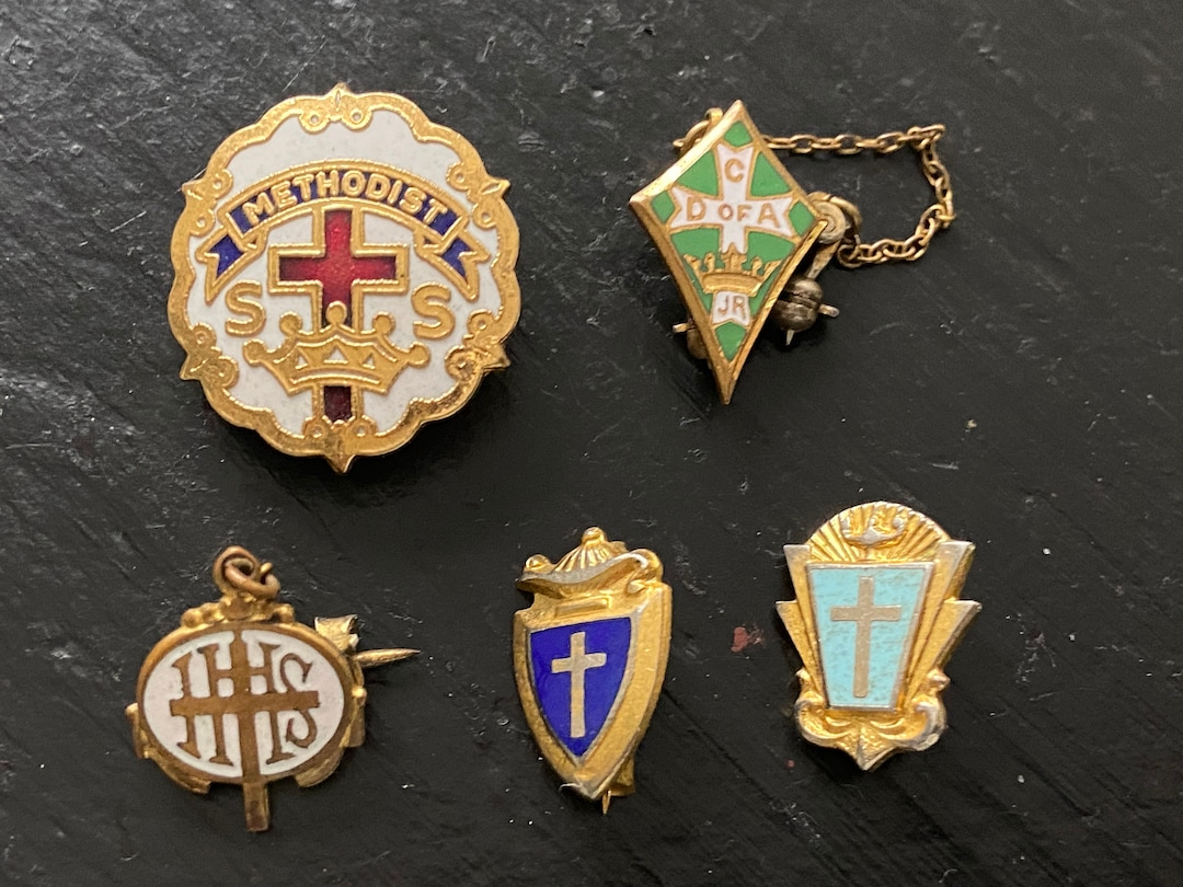 Antique Religious Lapel Pins - Catholic & Methodist - Set of 5 - Etsy