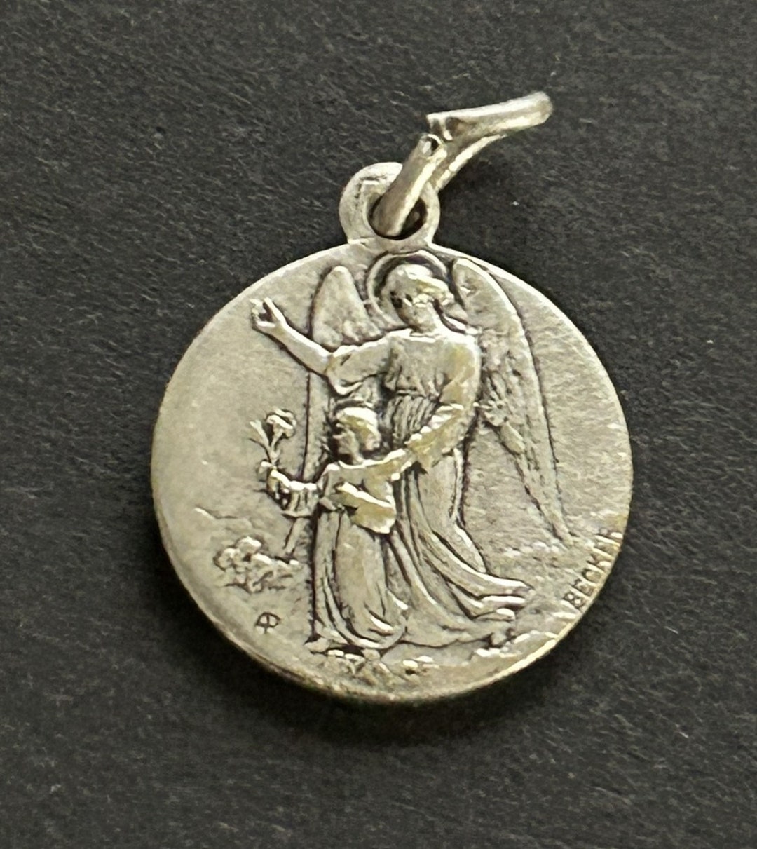Vintage Guardian Angel Religious Medal, Signed AP and Becker, Vintage ...