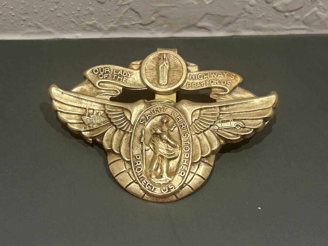 Antique St Christopher Visor Clip, Religious Automobile Visor Clip ...