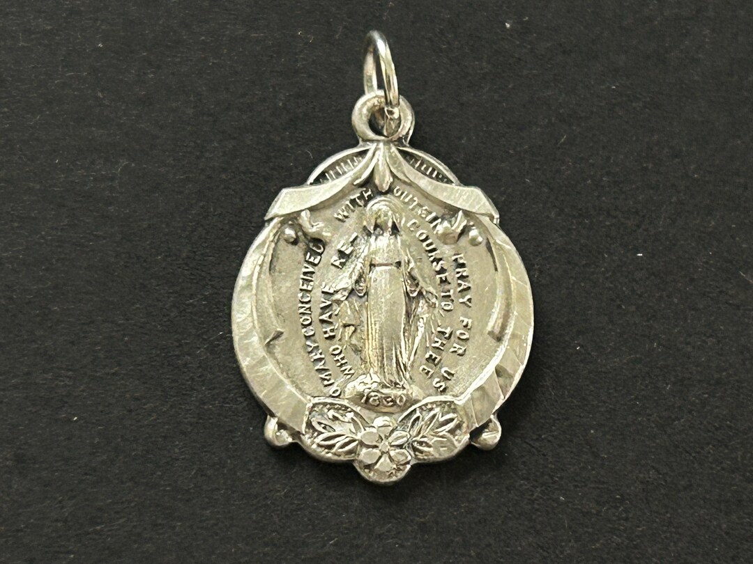 Antique Sterling 1830 Miraculous Medal, Catholic Sterling Medal ...