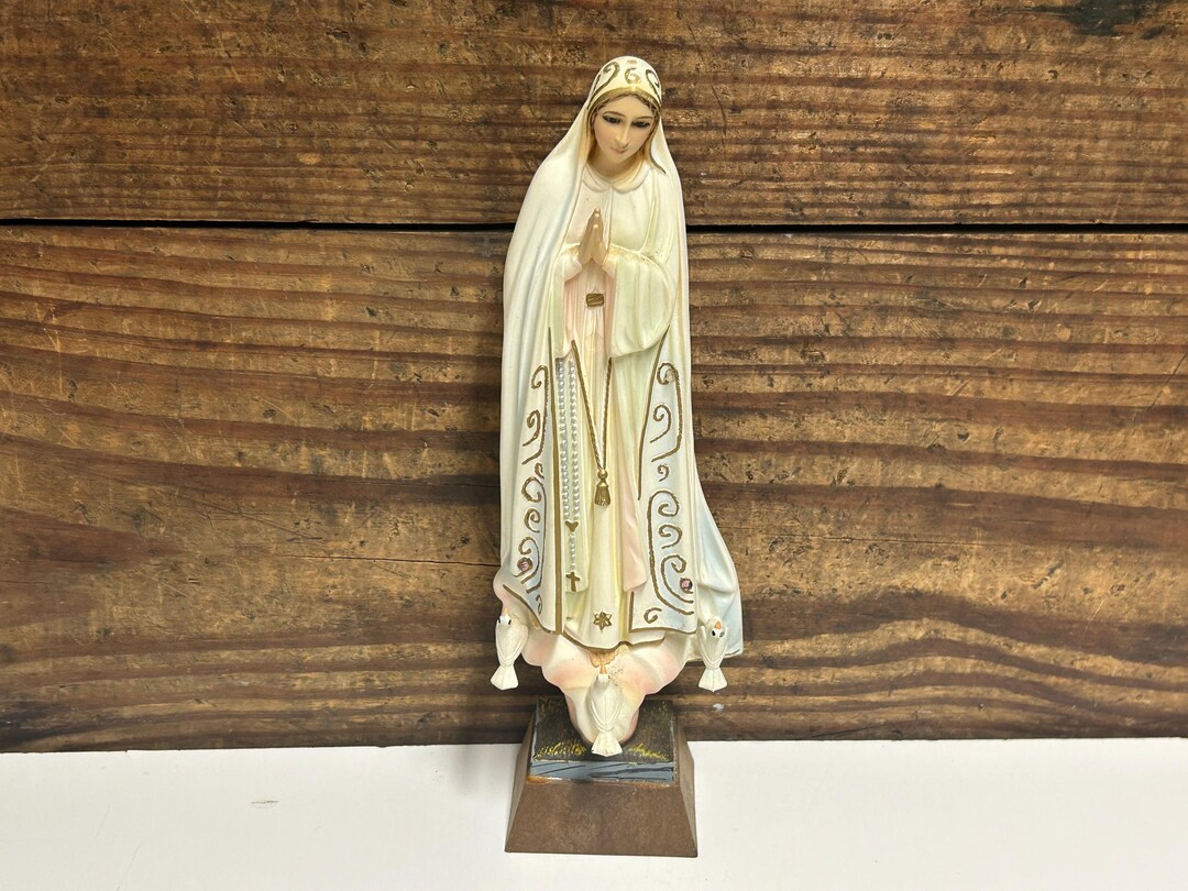 Vintage Our Lady of Fátima Statue, Religious Figurine Virgin Mary, Hand ...