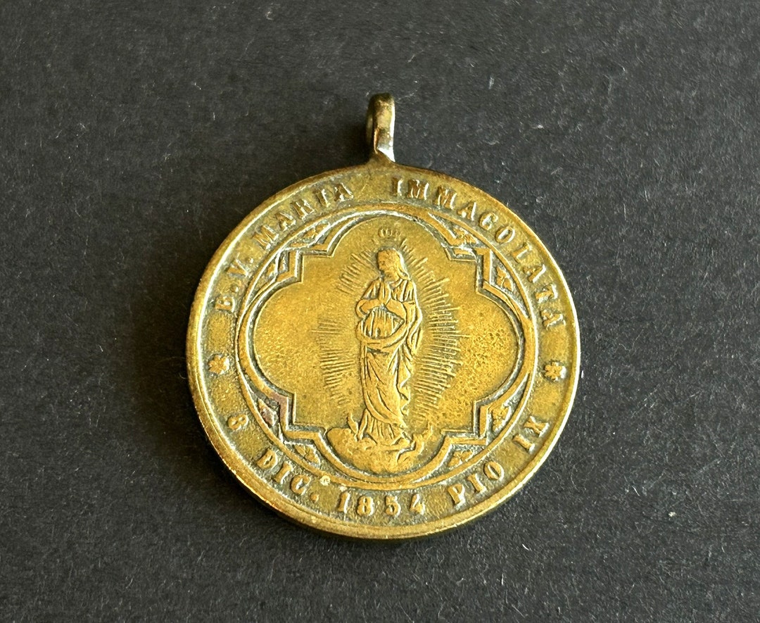 Antique Marie Immacolata and Pope Leone XIII Religious Medal, 1854 ...