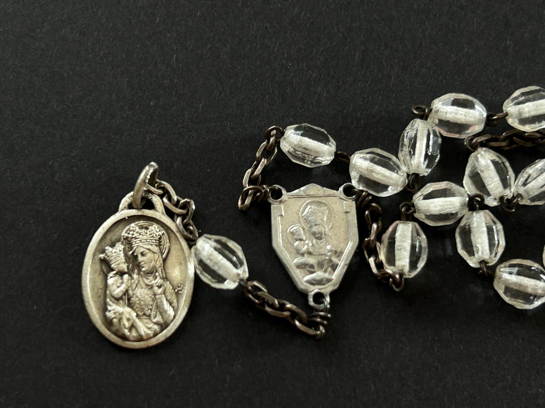 Vintage Little Chaplet of St Anne De Beaupre, 3 Sets of 5 Clear Glass ...