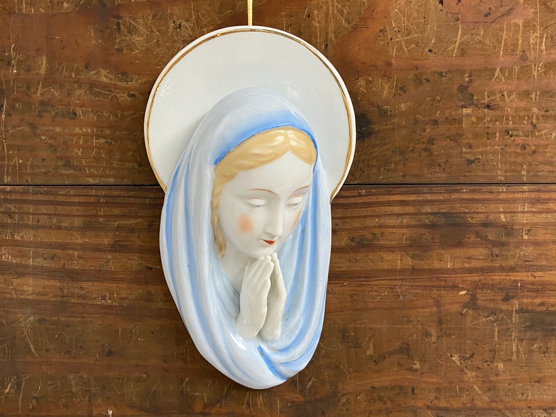 Vintage Virgin Mary Wall Plaque by L&M, Bone China, Religious Wall ...