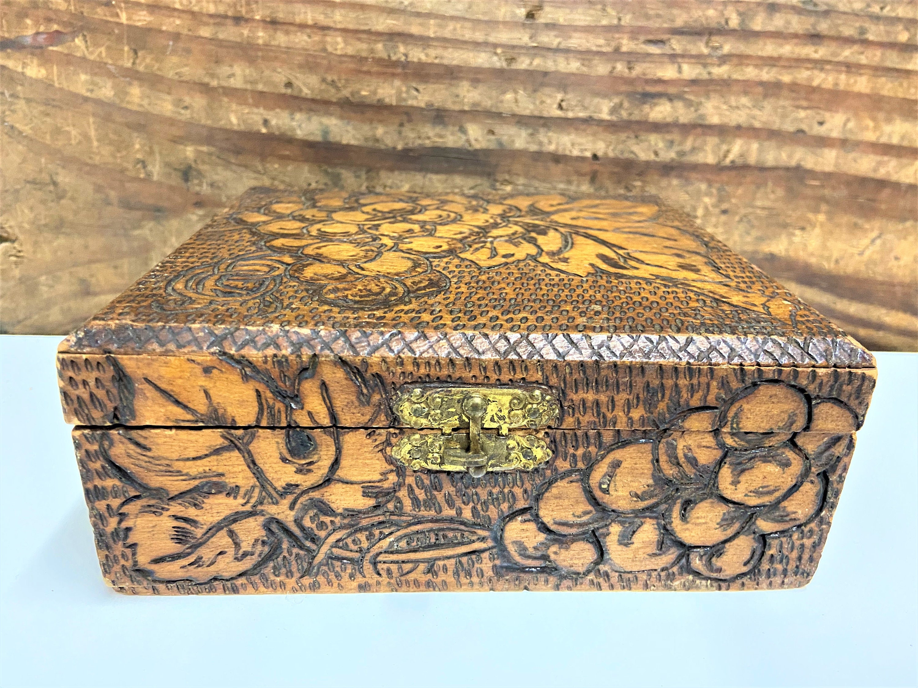 Vintage Flemish Wood Box Flemish Art Grape Leaf Design - Etsy