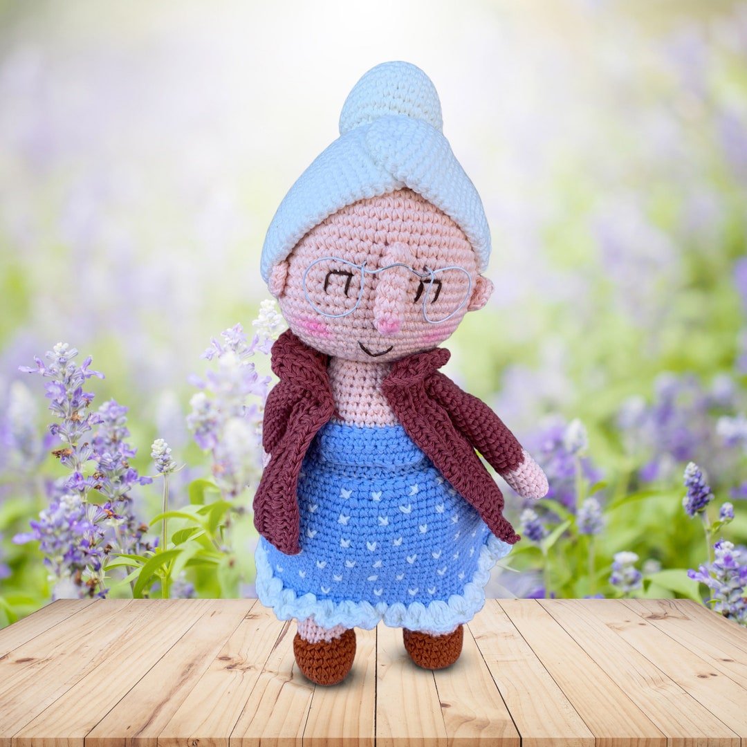 Crocheted Grandmother Handmade Doll | Miniature Grandma Amigurumi Toy ...