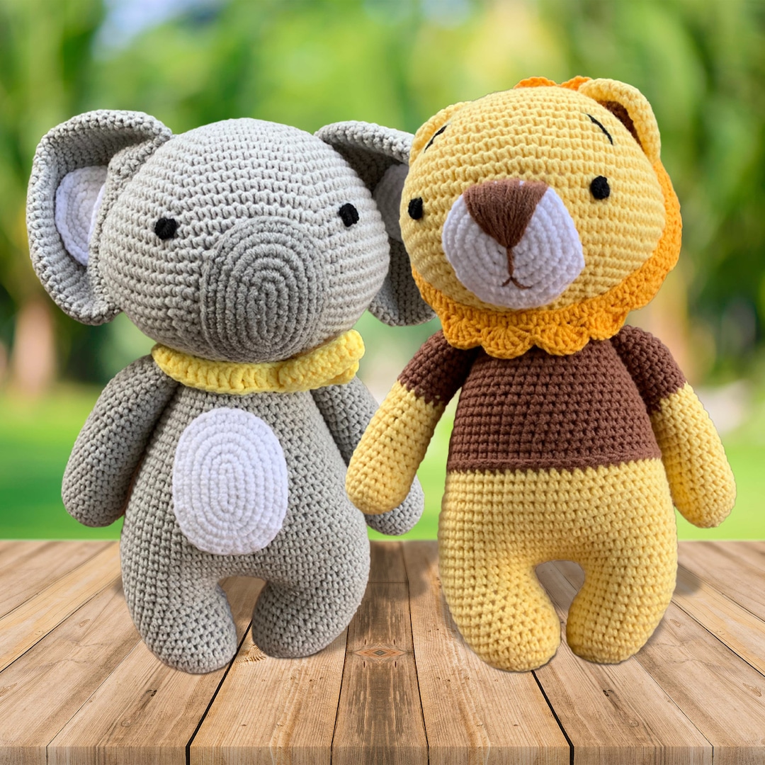 Handmade Crochet Lion and Koala Bear Set Cuddly Amigurumi Plush Toys ...