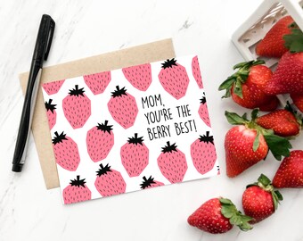 Modern Mother's Day Card / Mom You're the Berry Best | Etsy