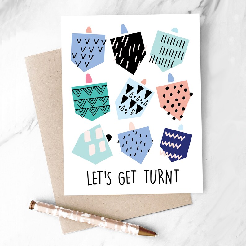 Let's Get Turnt Dreidel Hanukkah Greeting Card - Etsy