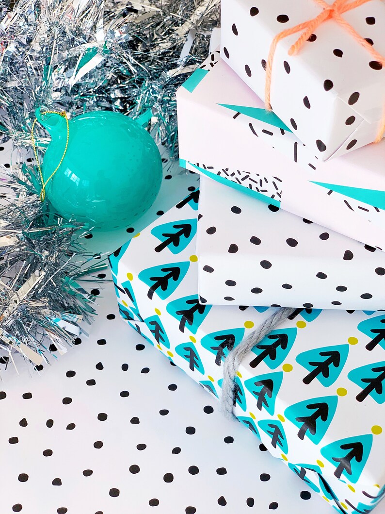 Modern Sprinkle Trees Gift Wrap 29" X 20" Sheet / Wrapping Paper Sheet ...