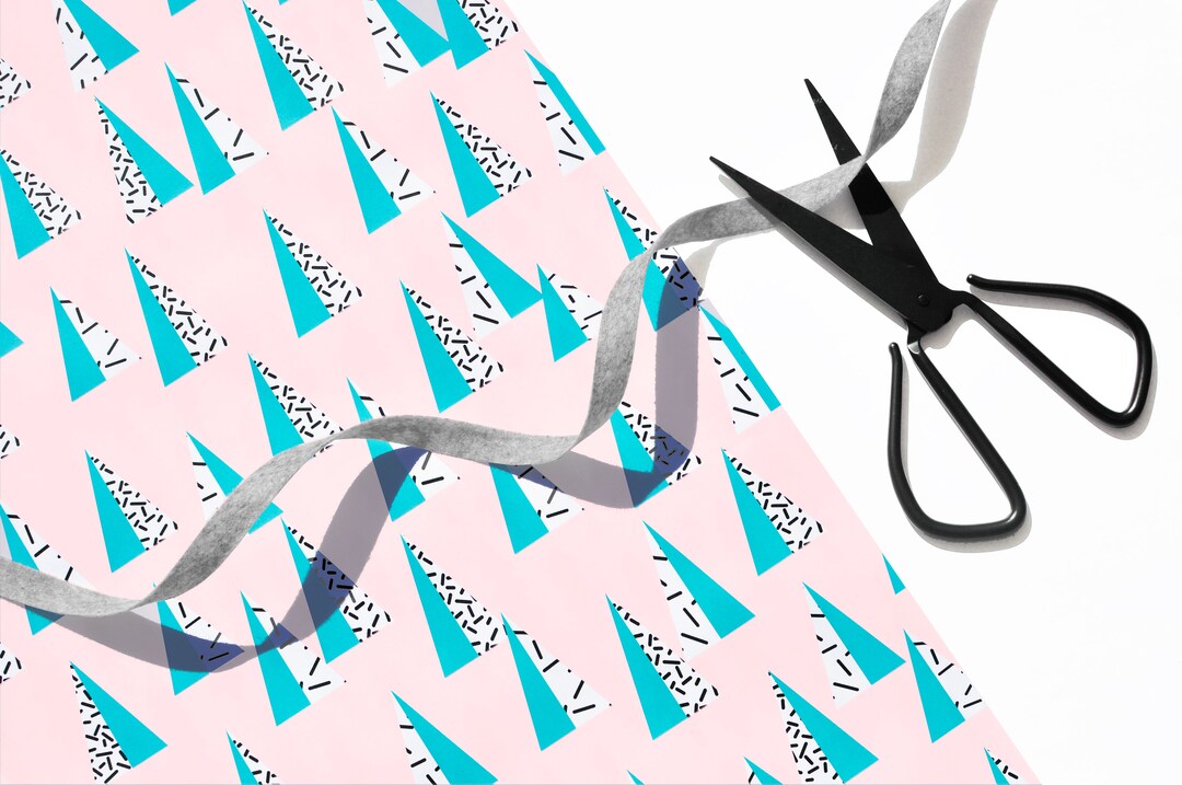 Modern Sprinkle Trees Gift Wrap 29" X 20" Sheet / Wrapping Paper Sheet ...