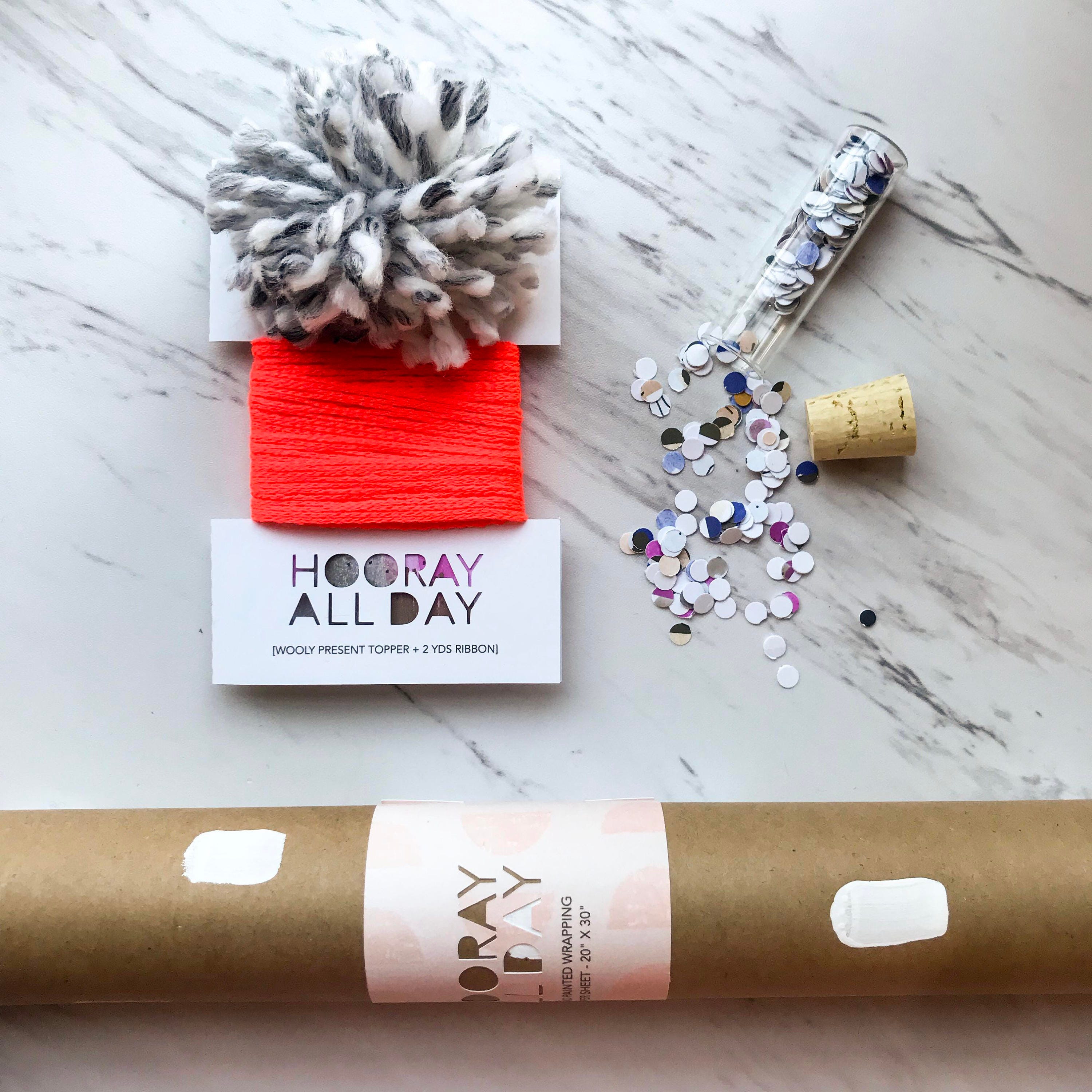 Reusable gift topper / present topper wooly grey Pom with | Etsy