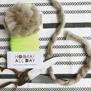 Reusable Gift Topper / Present Topper / Ribbon / Wooly Sand Pom With ...