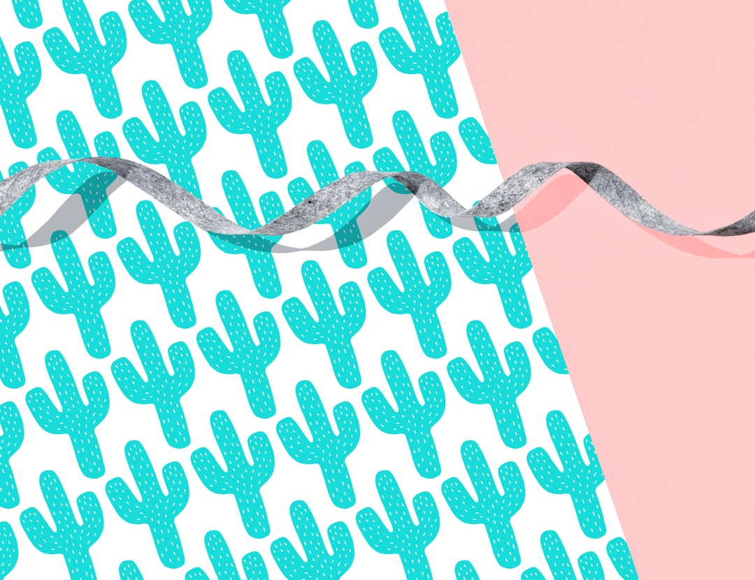 Modern Green Cactus Gift Wrap 29" X 20" Sheet / Wrapping Paper Sheet - Etsy