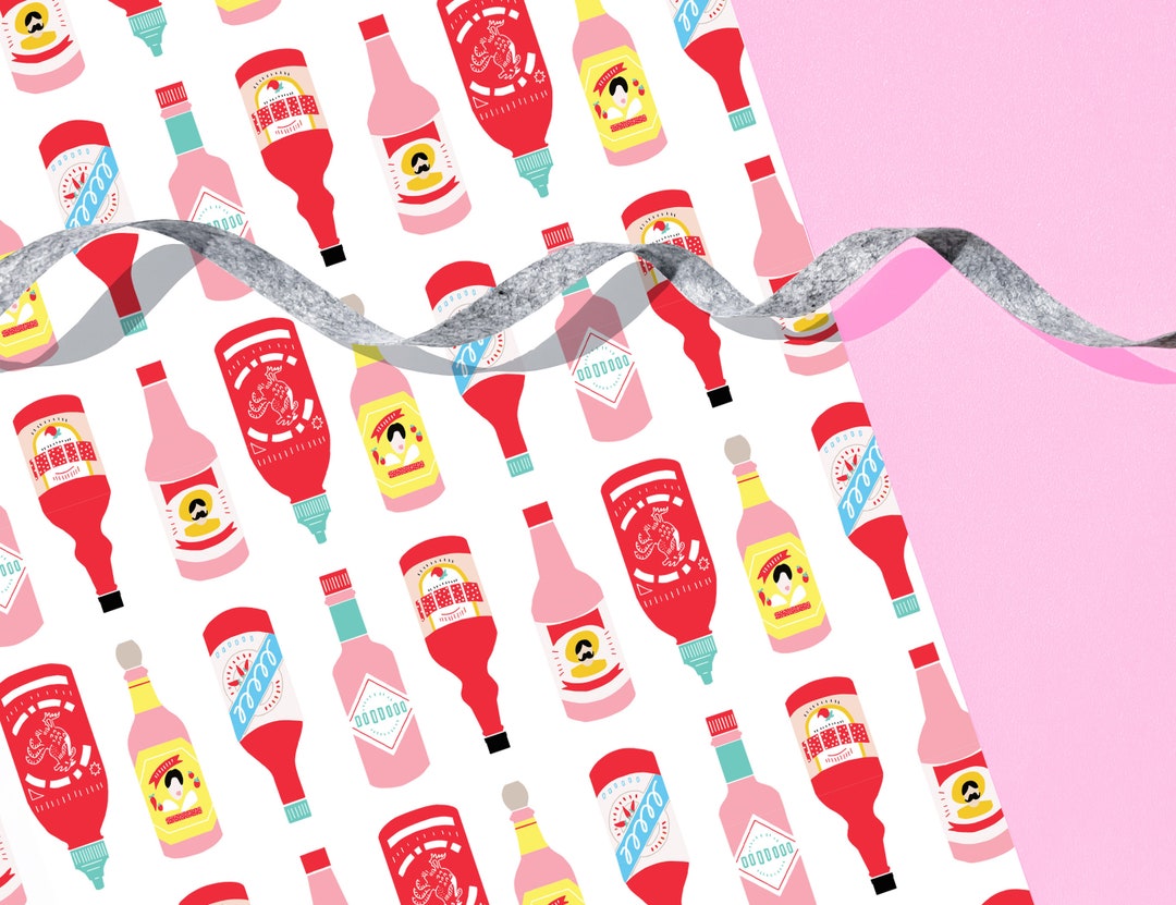 Hot Sauce Gift Wrap 29 X 20 Sheet / Wrapping Paper Sheet / Modern ...