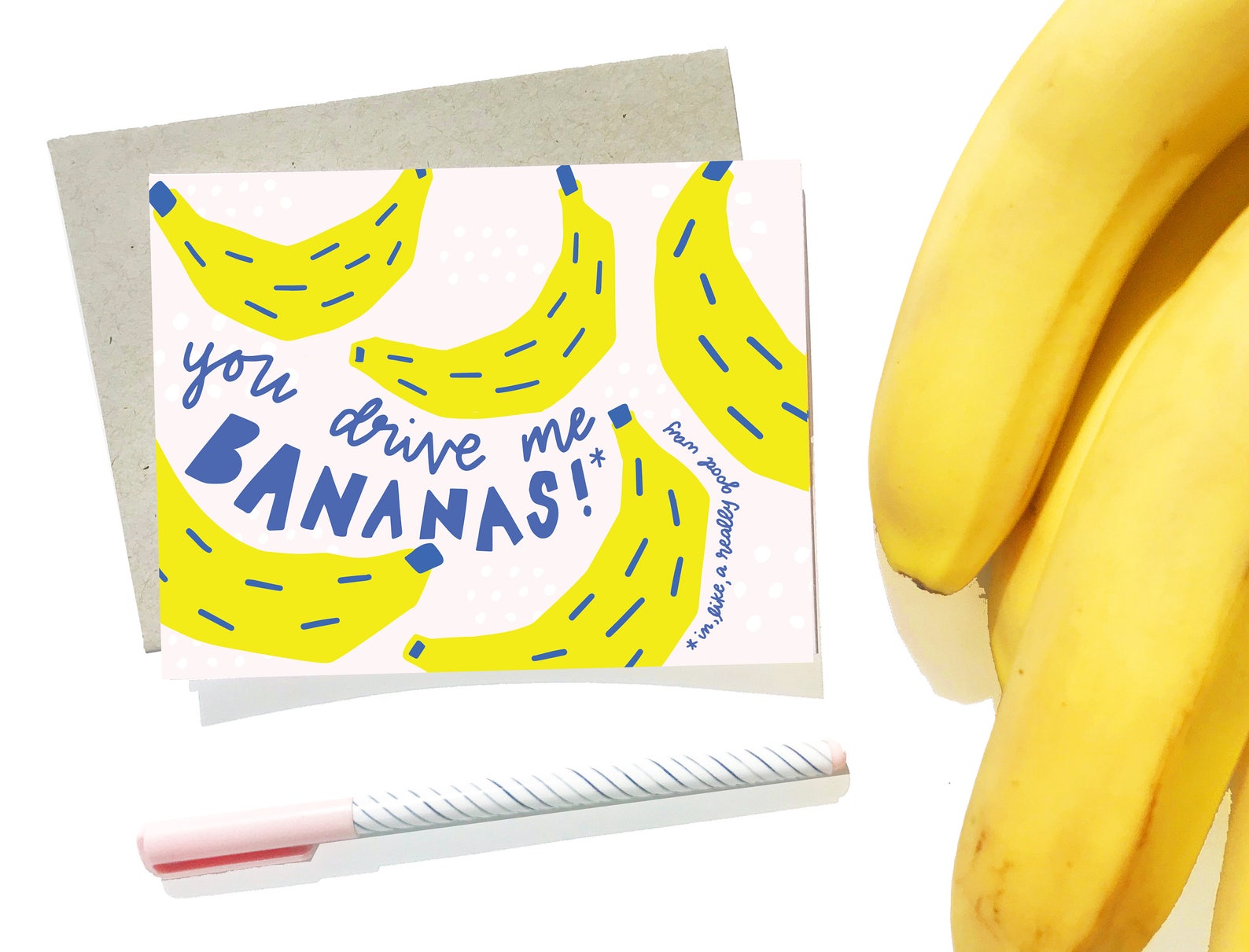 Modern Banana Birthday Card / "go Bananas on Your Birthday" / With ...