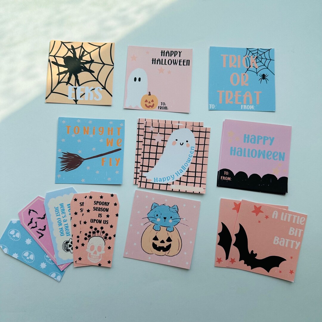 Colorful Halloween Gift Tags, Treat Gift Tags, Spooky Cute Halloween ...
