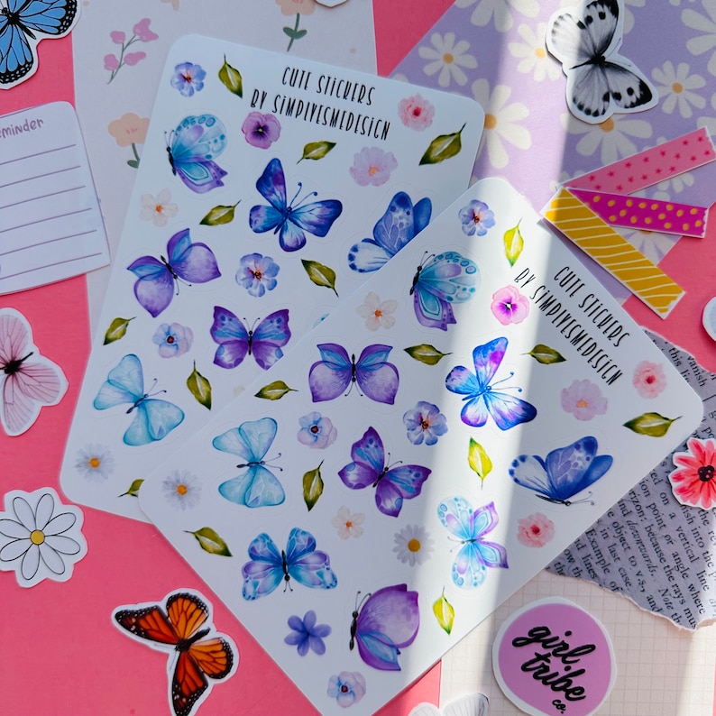 Matte Butterfly Sticker Sheet, Colorful Butterflies, Nature Sticker ...