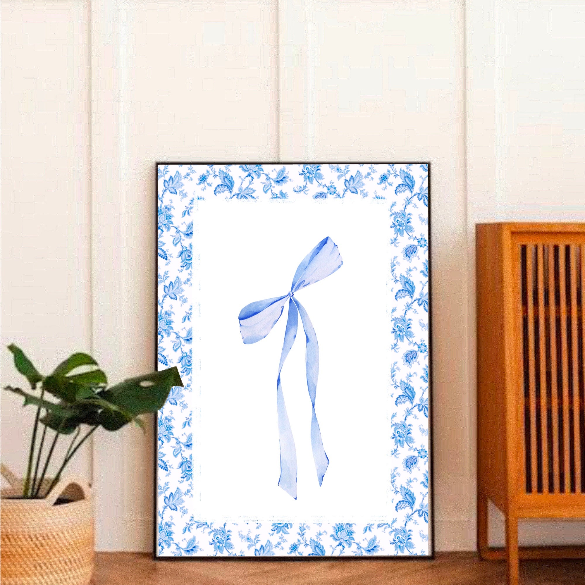 Blue Watercolor Bow Print, Nursery Printable, Floral Printable, Bow ...