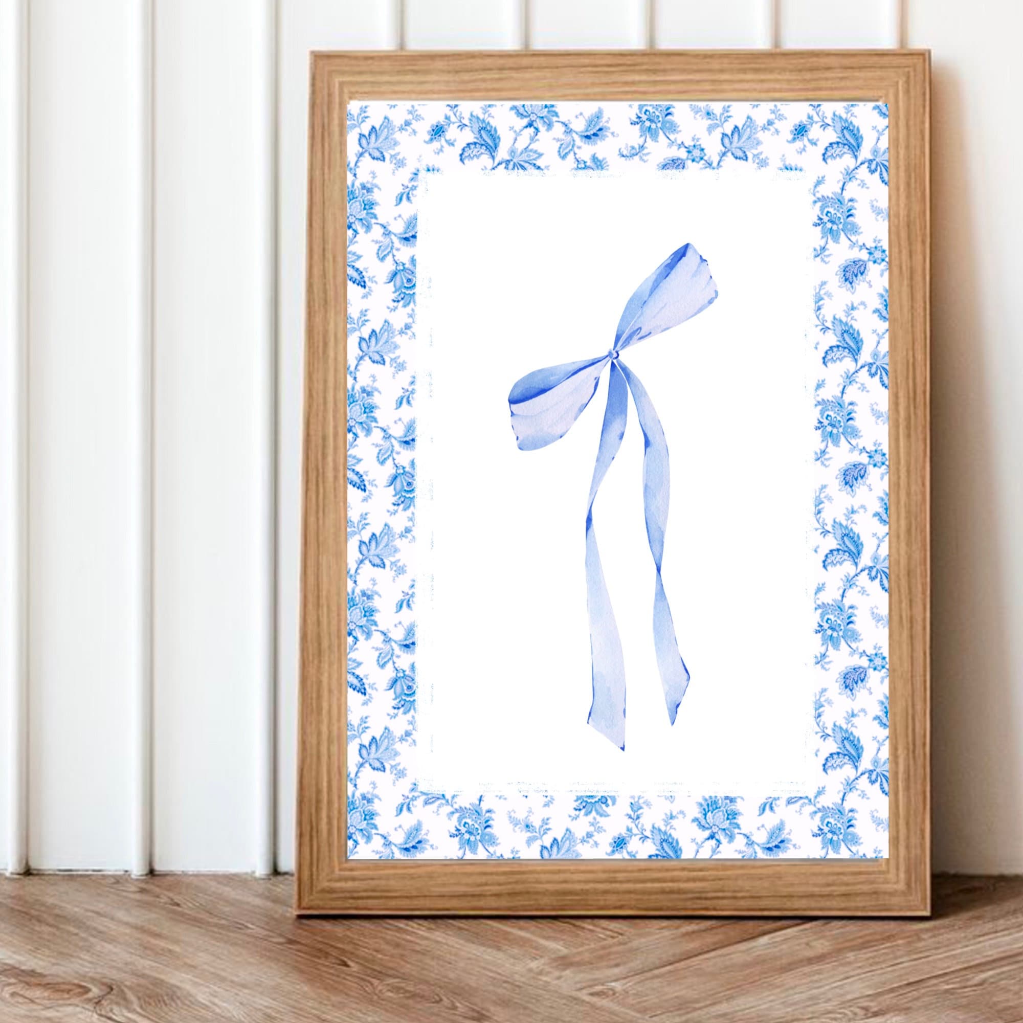 Blue Watercolor Bow Print, Nursery Printable, Floral Printable, Bow ...