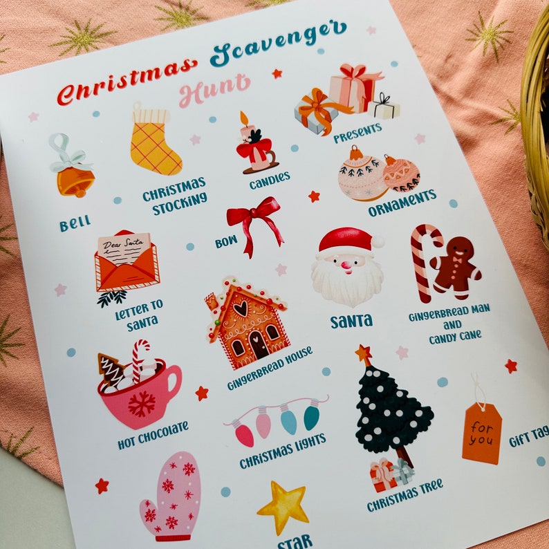 Printable Christmas Scavenger Hunt, Kids Activity, Kids Scavenger Hunt ...