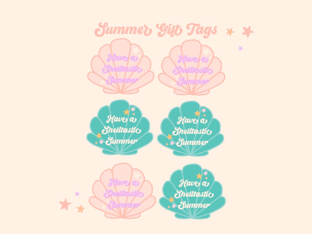 Printable End of School Year Gift Tags, Shell Gift Tags Gift Tags ...