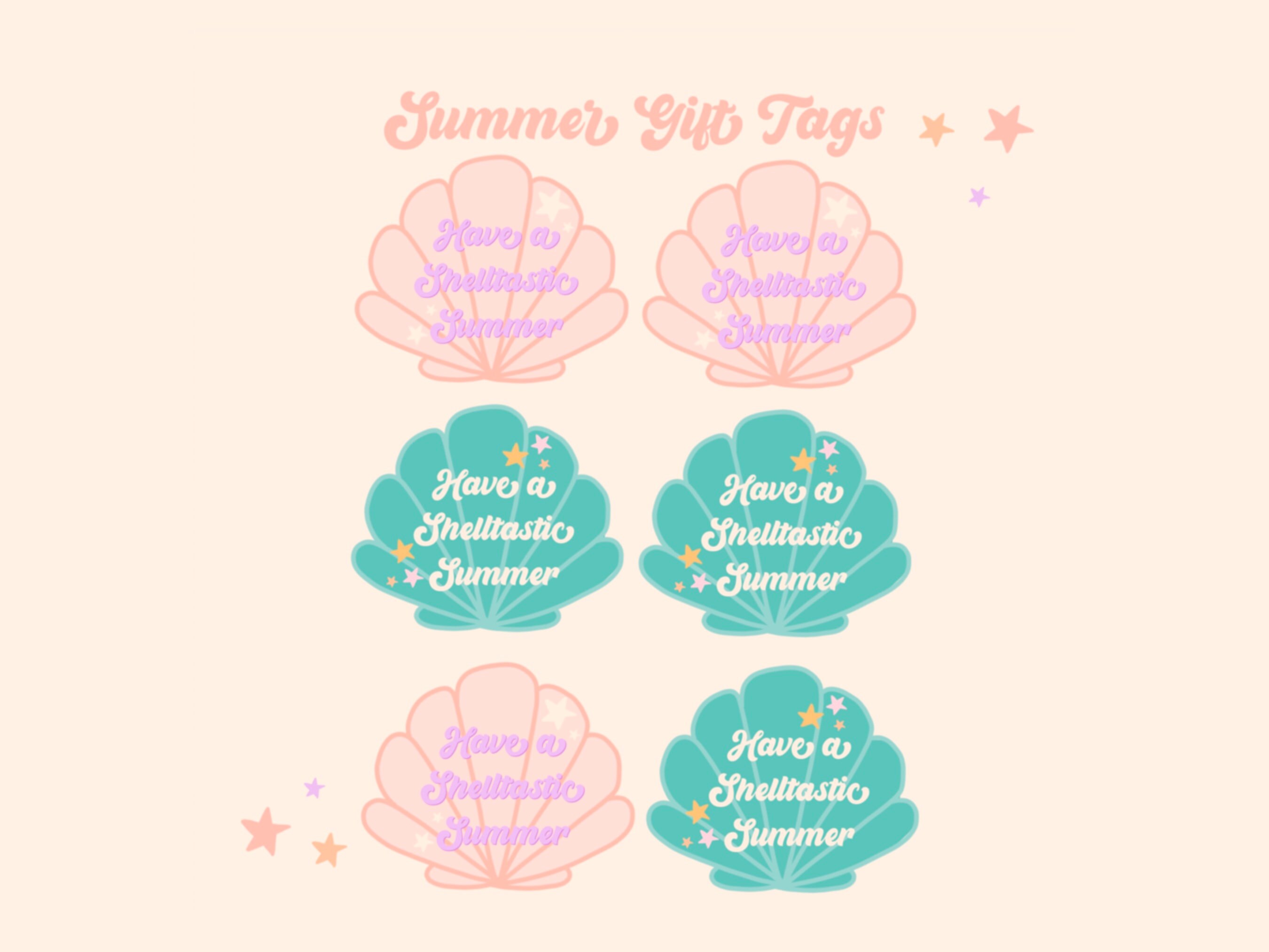 Printable End of School Year Gift Tags, Shell Gift Tags Gift Tags ...