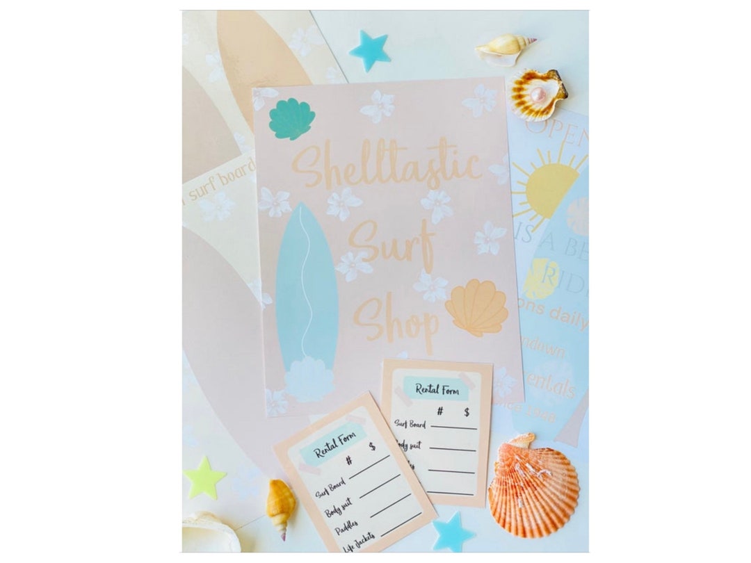 Printable Surf Shop, Pretend Play, Summer Pretend Play, Surf Board ...