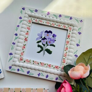 Pansy Drawing in Floral Hand Painted Frame - Etsy