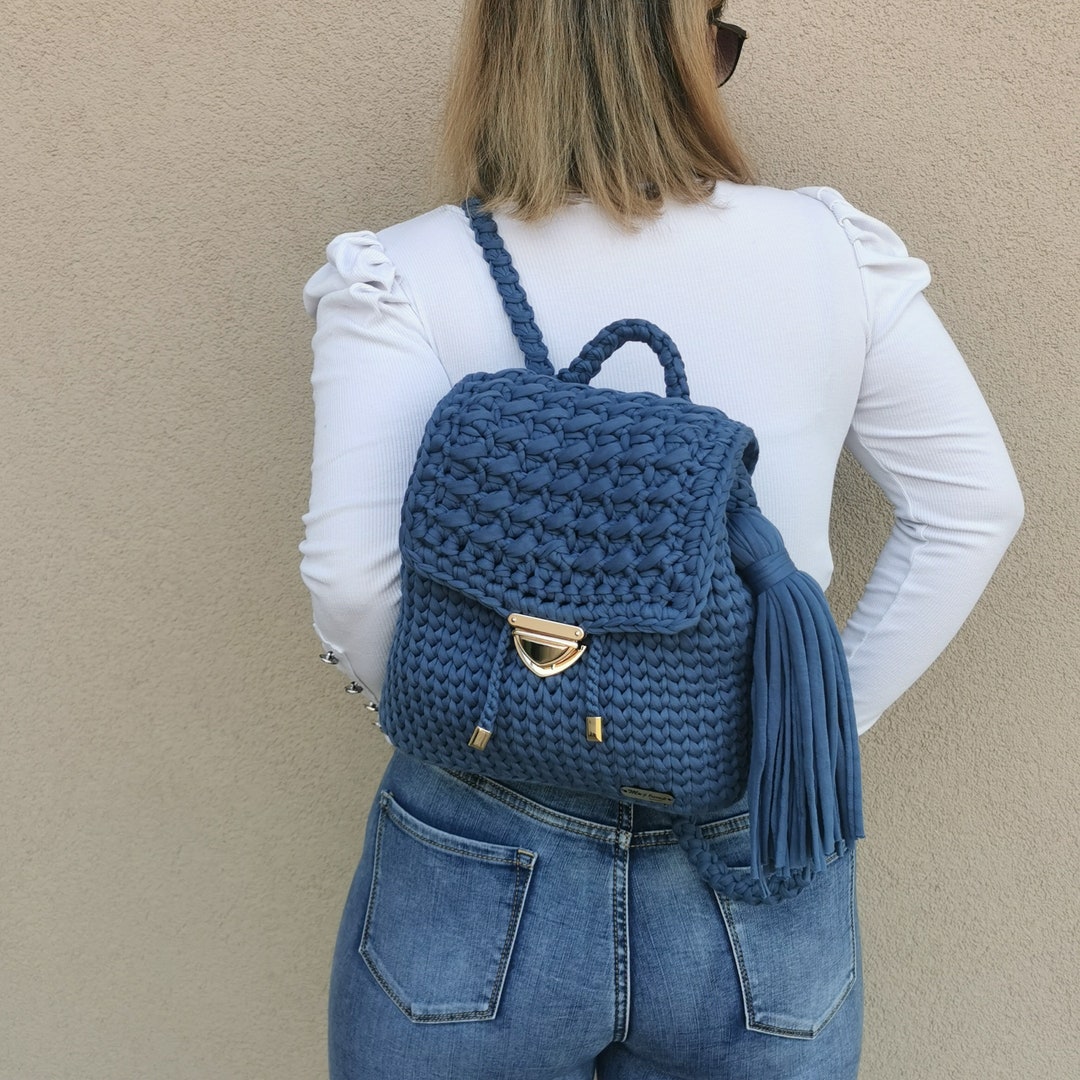 Unique Handmade Backpack for Women, Rochet Backpack Purse, Girl Knit ...