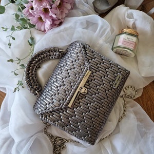 Handmade Silver Metallic Bag, Metallic Purse, Evening Silver Bag ...